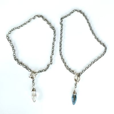Thunder Crystal With Blue Or Silver Flash Necklace
