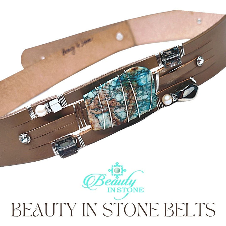 Buy Leather Handmade Belts With Gemstones & Rhinestones – Beauty In ...