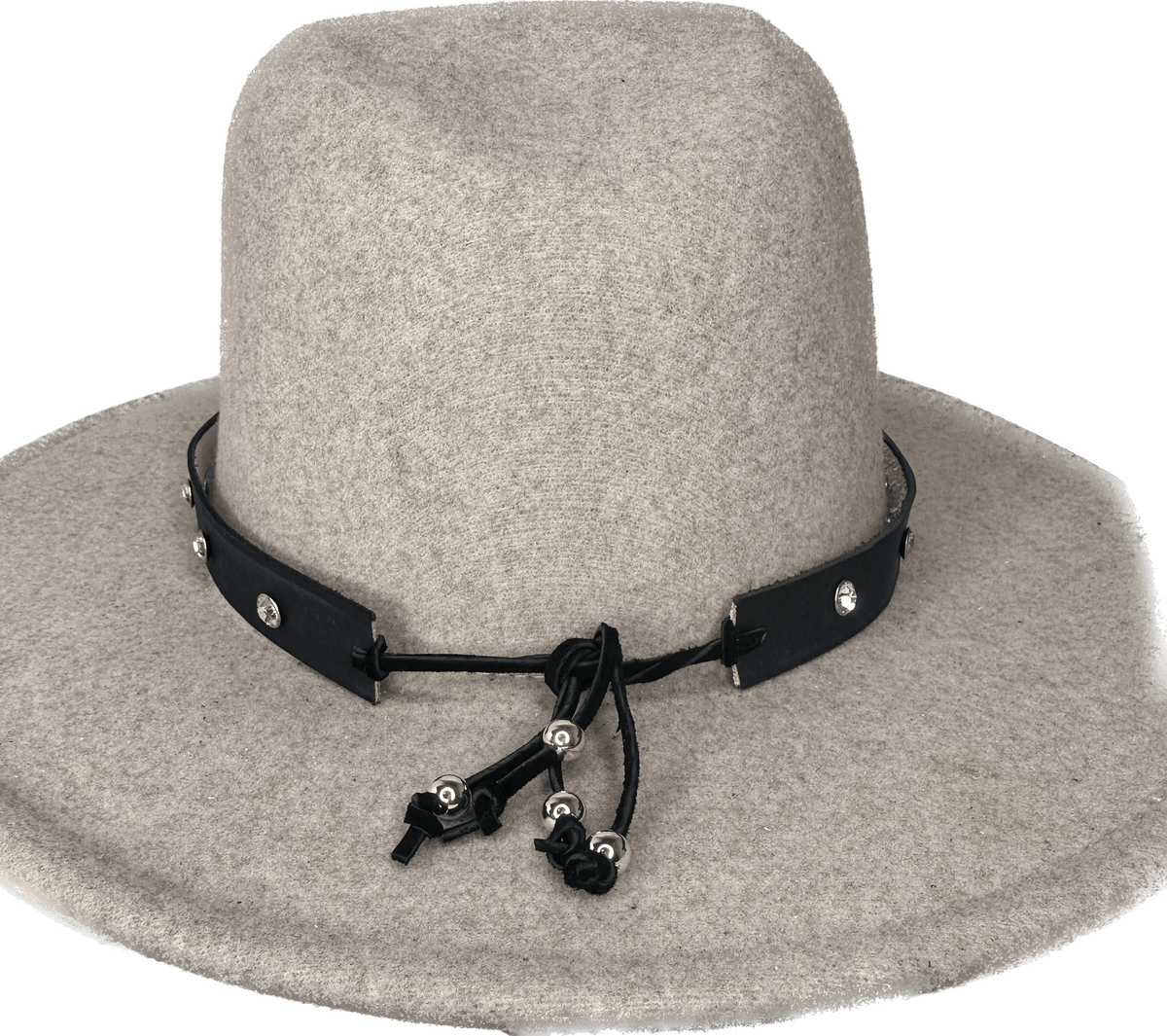 Black Leather Hat Band With Rhinestones and Pearl