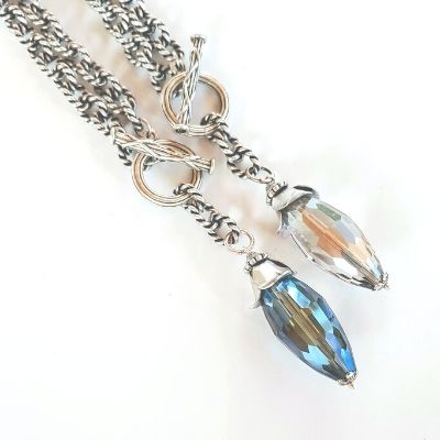 Thunder Crystal With Blue Or Silver Flash Necklace